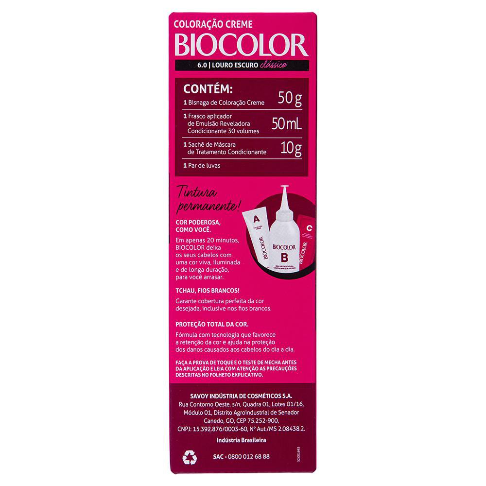 Tinta de Cabelo Biocolor Mini Kit Louro Escuro Clássico 6.0 | Farmácias ...